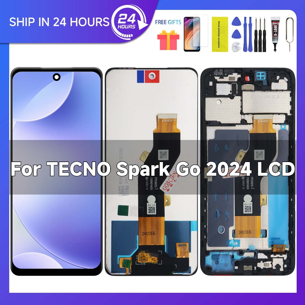 For Tecno Spark Go 2024 BG6 Spark 20 20C KJ5 BG7 LCD Display Touchscreen Digitizer Panel with ...