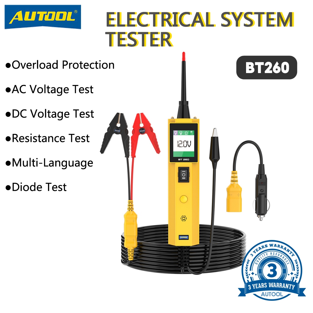 AUTOOL BT260 Car Electric Circuit Battery Tester Power Probe Tool With ...