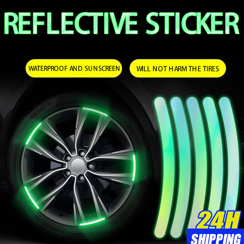 20pcs Car Wheel Hub Reflective Sticker Tire Rim Reflective Strips ...