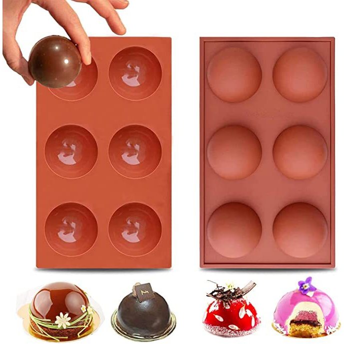 Silicone Molds Chocolate Molds 6 Semi Sphere Jelly Holes Hot Cocoa Bomb ...