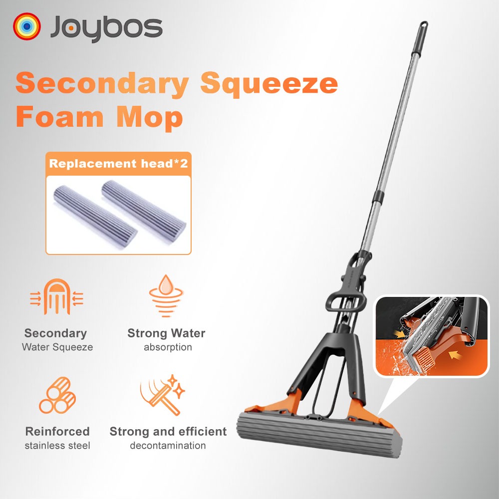 Joybos Multi-Size Double-Squeeze mop Sponge Mop floor mop with squeezer Wet&Dry for Floor ...