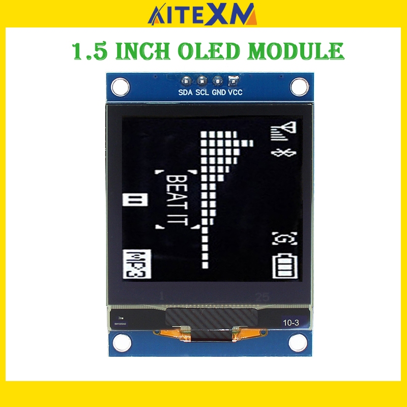 1.5 Inch 128x128 OLED Shield Screen Module SH1107 3.3V-5V For Raspberry Pi For STM32 For Arduino ...