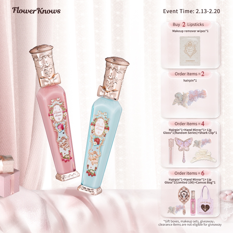 Flower Knows Strawberry Rococo Series Cloud Lip Cream Lipsticks 3.5ml ...