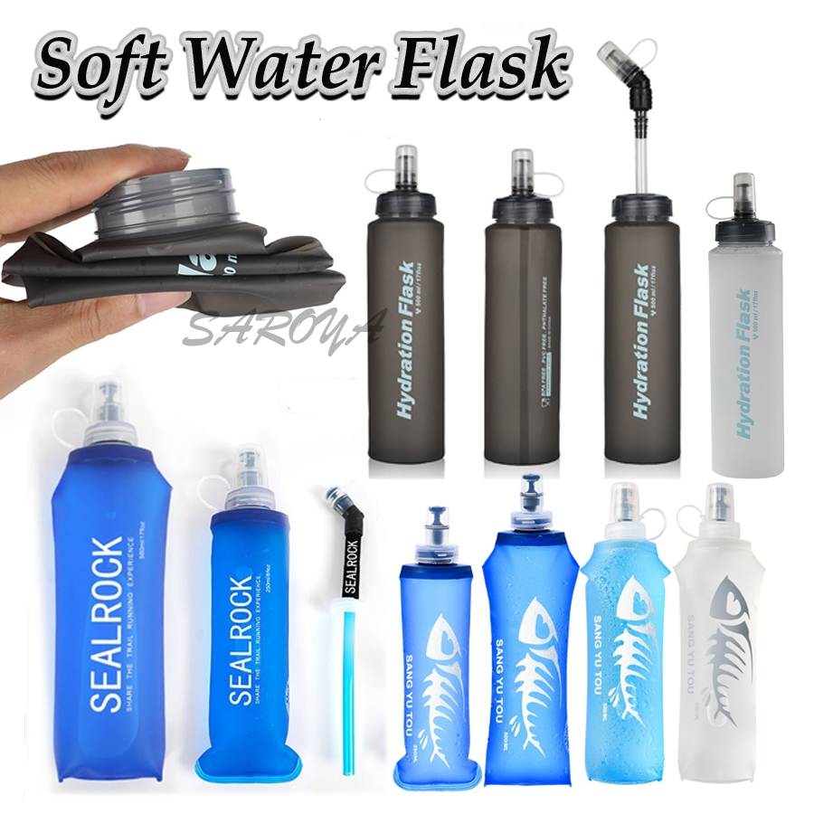 Soft Water Bottle for Running Outdoor Foldable Collapsible Bottle 500ml ...
