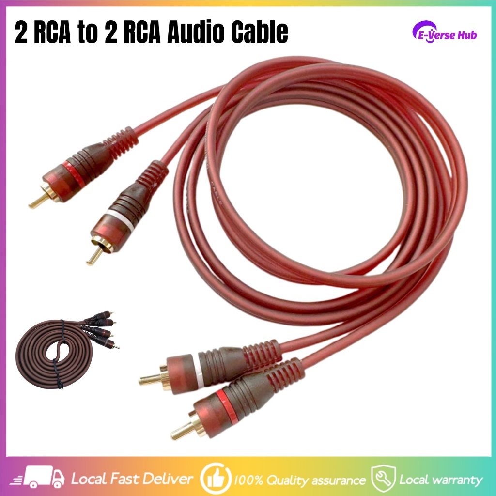 2 RCA to 2 RCA Audio Cables 1.5M/3M Meters Stereo Audio Aux For Mixer ...