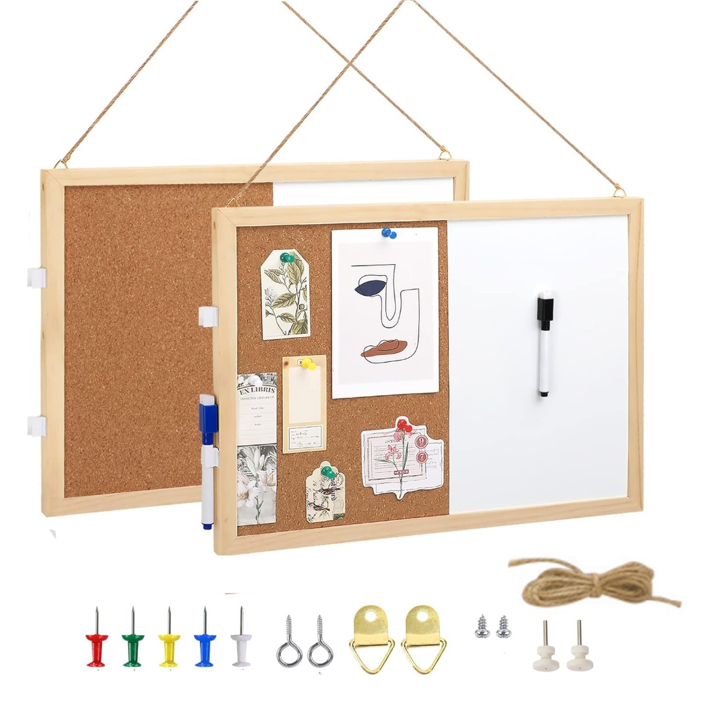 Cork Board White Board Combo - 30*40cm Whiteboard Bulletin Combination ...