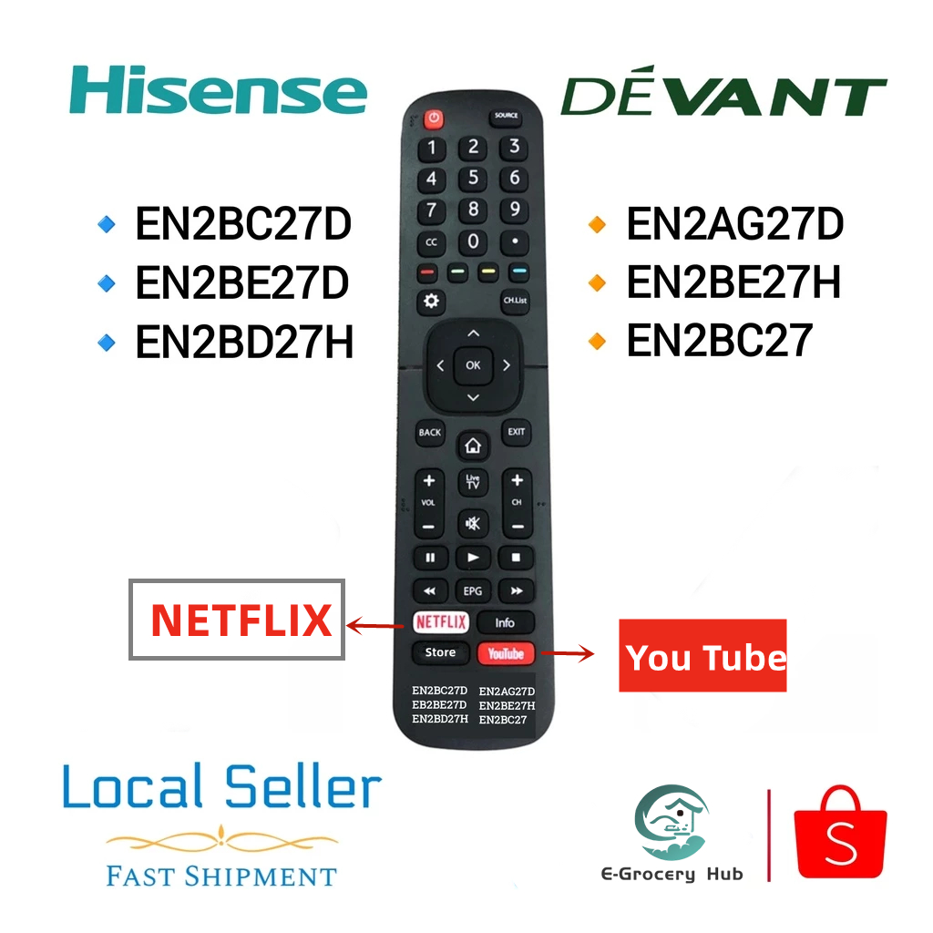 Devant Hisense Smart TV Remote Control Universal EN2BD27H EN2BC27 ...