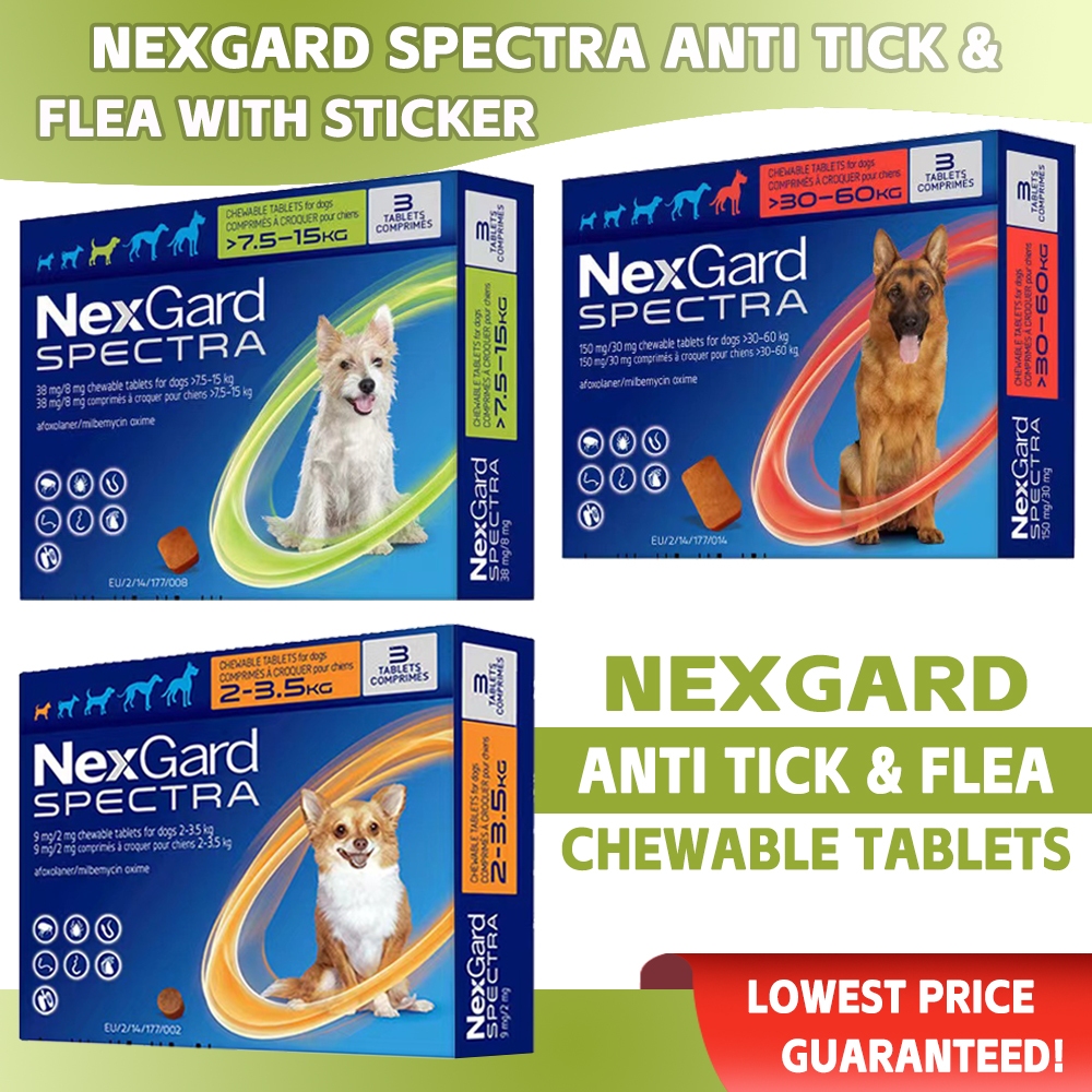 Nexgard Spectra Anti Tick & Flea with Sticker for DOGS Chewable Tablets ...