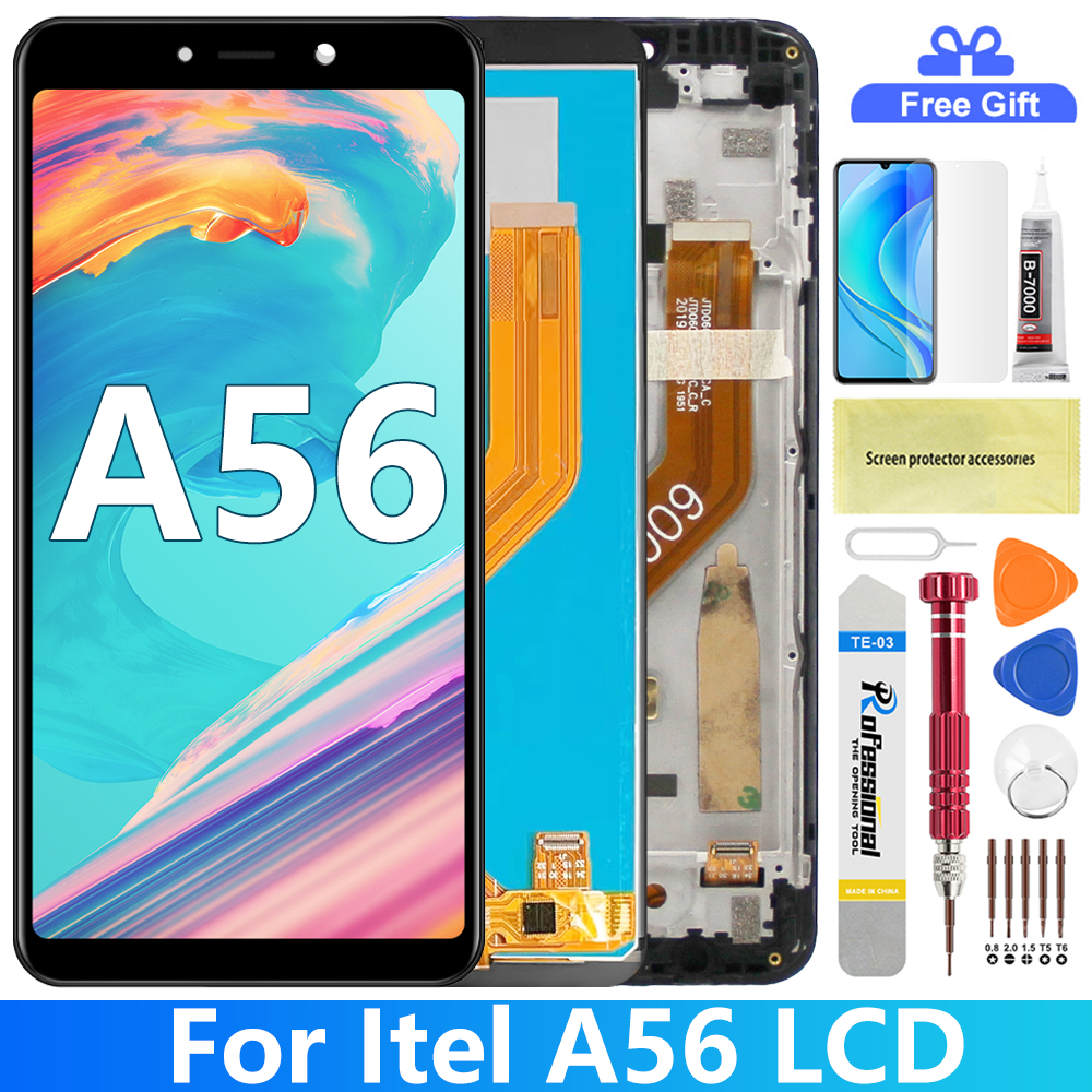 Original Itel A56 LCD Display Touch Screen Dgitizer Assembly With Frame ...