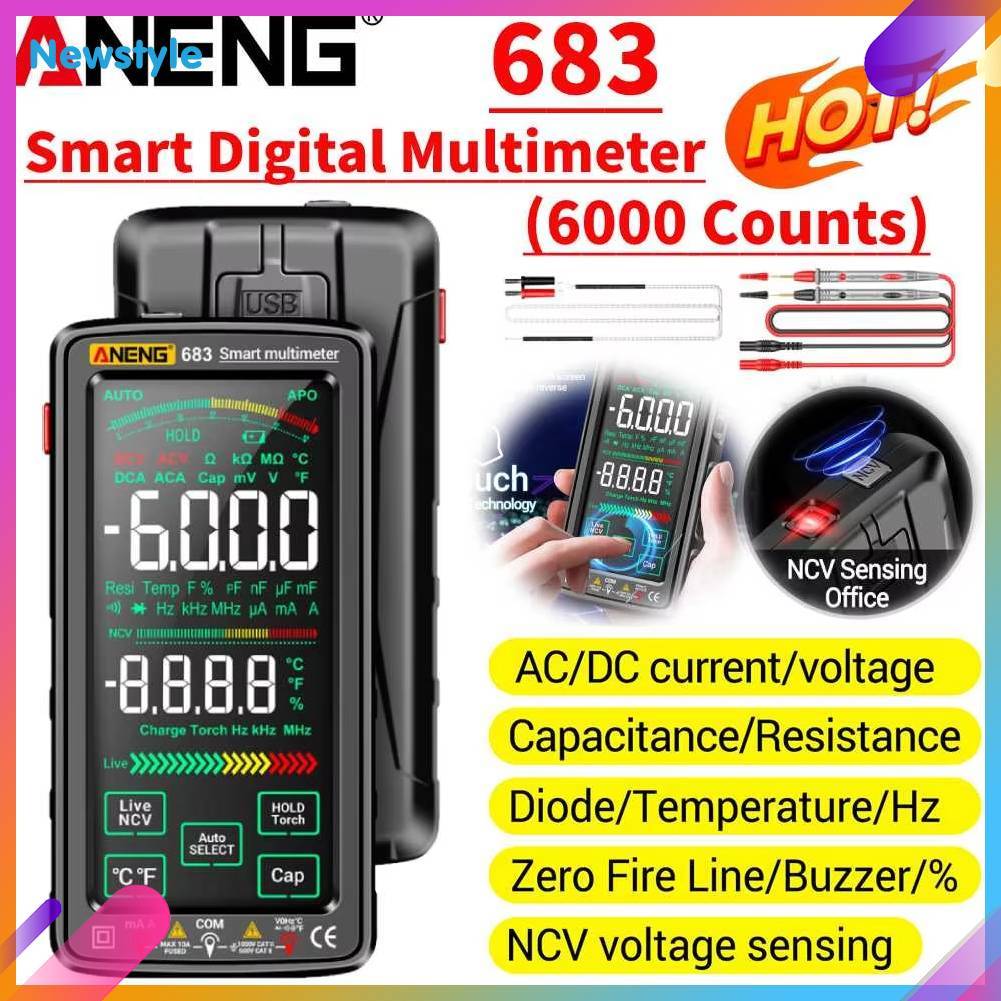 ANENG 683 Smart Multimeter High-end Touch 6000 Counts Multimetro Test ...