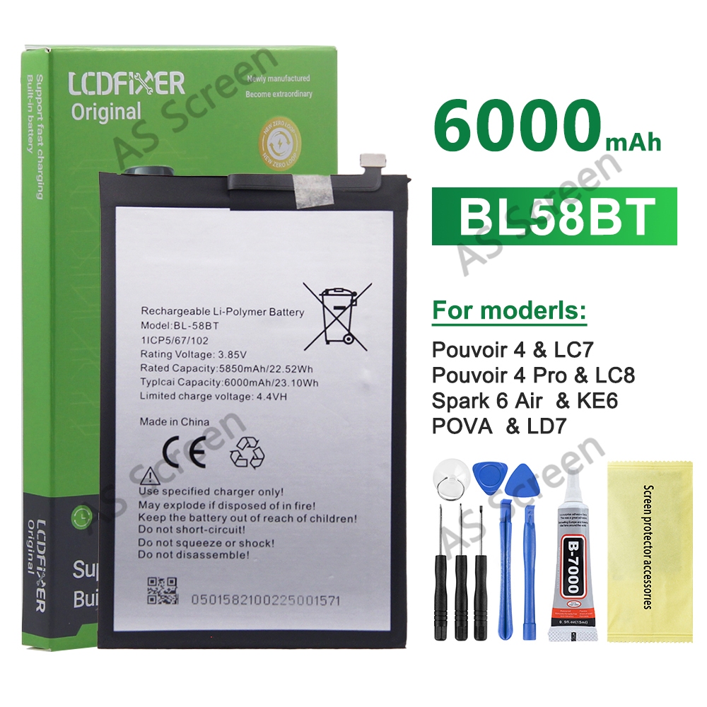Replacement BL-58BT Battery For Tecno Pouvoir 4 LC7 / Pouvoir 4 Pro ...
