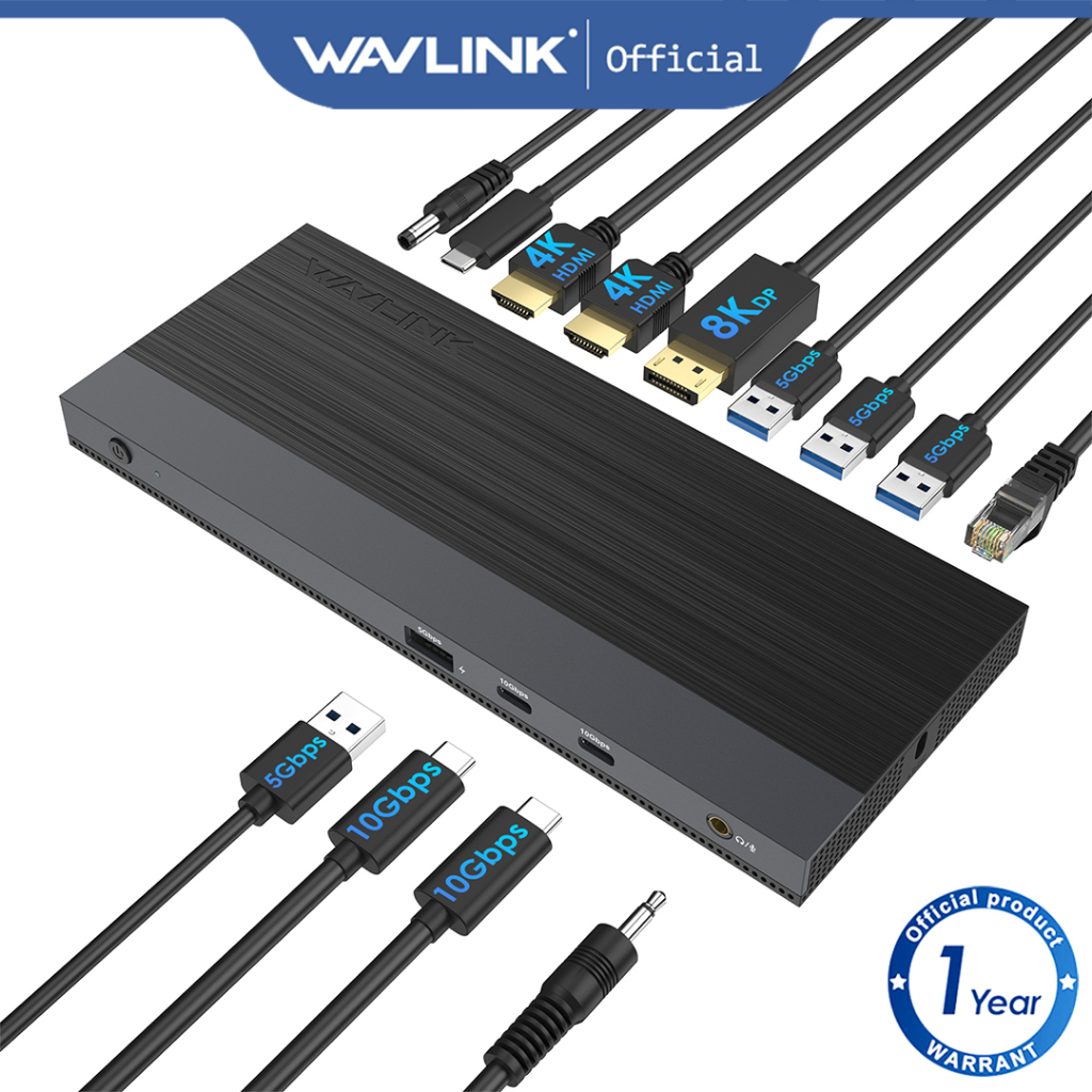 WAVLINK 13-in-1 USB C Triple Display Docking Station, Support 65W ...