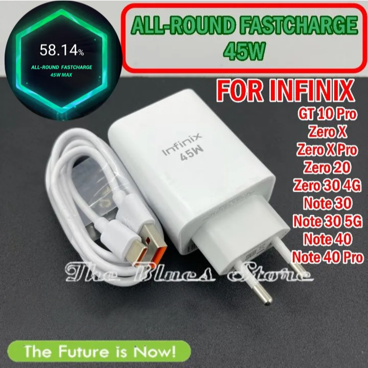 (Free) Infinix 45W Charger EU Super Fast Charging Power Adapter 6A USB ...