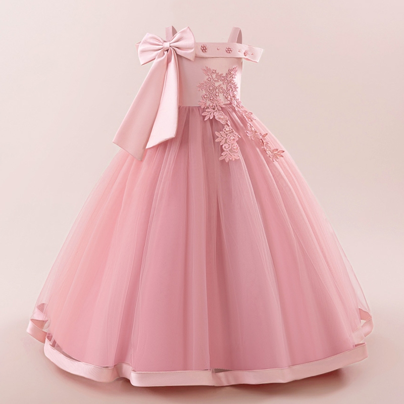 Shoulderless Party Dress Girls Kids Princess Dress Costumes Long ...