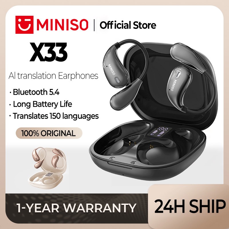 MINISO X33 Al Smart Real-Time Translation Wireless Earphones Open Ear ...