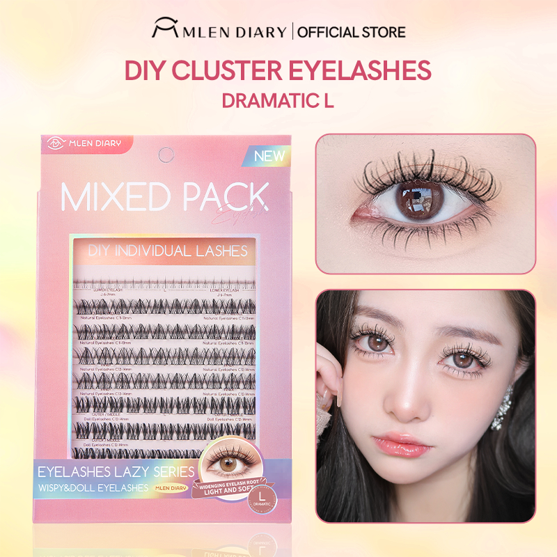 MLEN DIARY Clusters Eyelashes Individual Reusable Lashes with glue ...