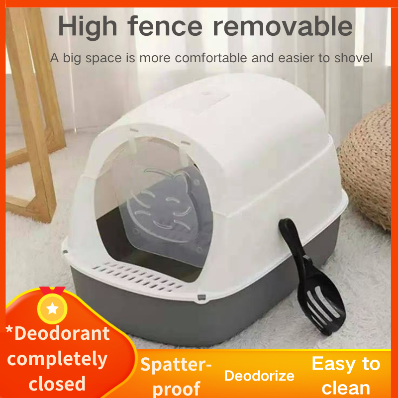 Big Large Cat Litter Box With Cover Scoop Fully Enclosed Cat Toilet ...
