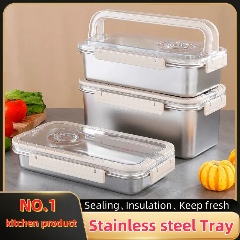 Stainless Steel Box Kitchen Storage Box Fresh-keeping Box with Lid ...