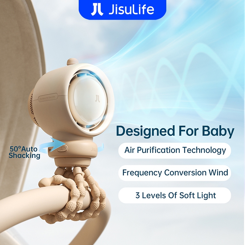 JISULIFE Stroller Fan Life2 Rechargeable Electric Clip Bladeless Turbo ...