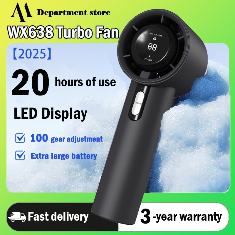 WX638 turbo mini fan 5500mah portable fan rechargeable Digital Display ...
