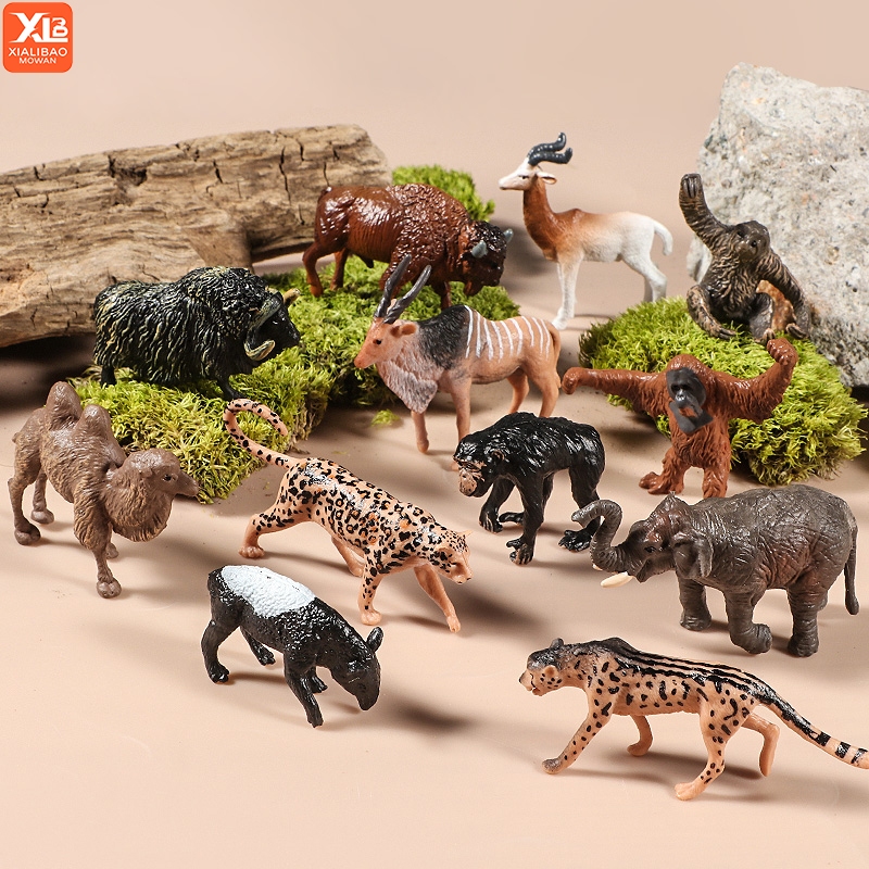 Mini Safari Animal Figures Toy - 12PCS Plastic Tiny Forest Jungle Zoo ...