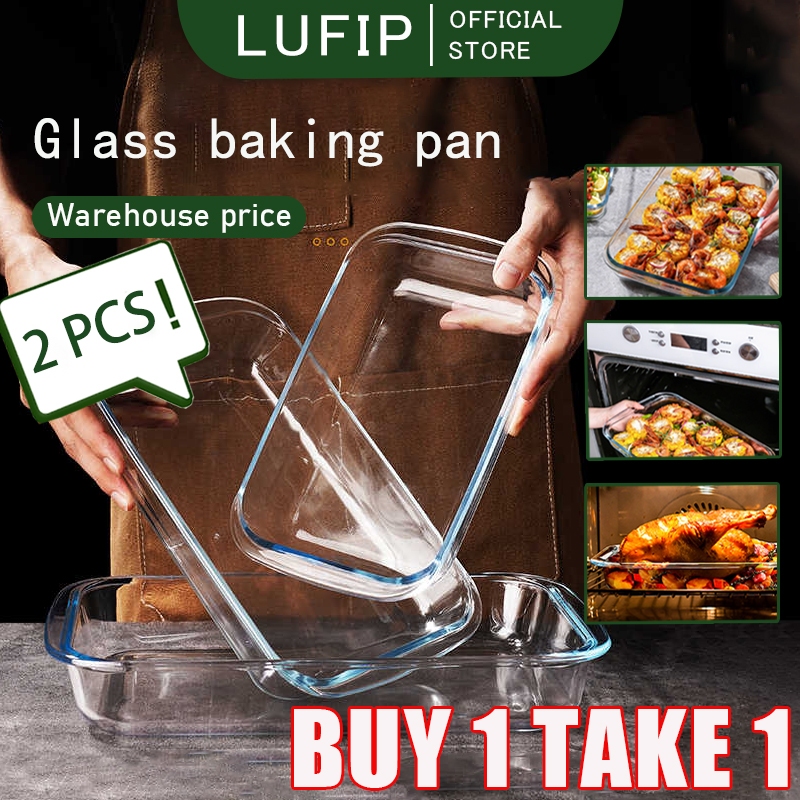[BUY 1 FREE 1]glass pan Rectangular glass pan Set lasagna, leftovers ...