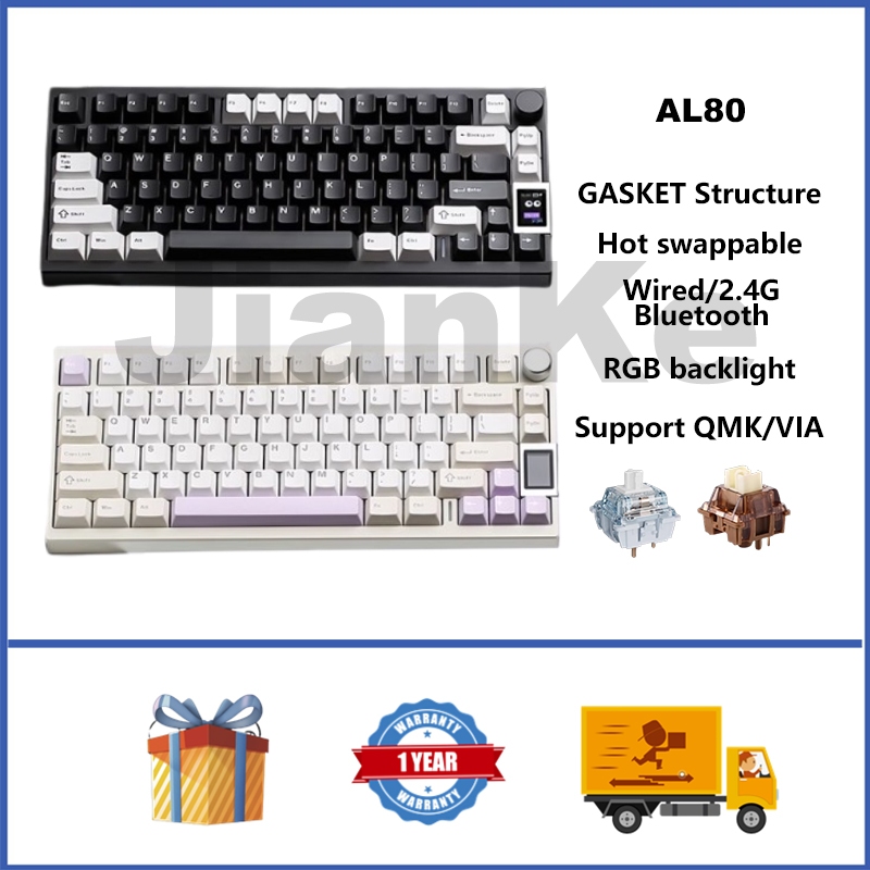 YUNZII AL80 Aluminum Wireless Mechanical Keyboard 75% Hot swappable RGB ...