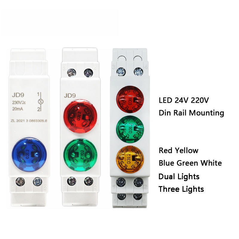 Din Rail Mount LED Signal Lamp Series AC/DC 24V 220V Indicating Pilot Lights JD9 | Shopee ...