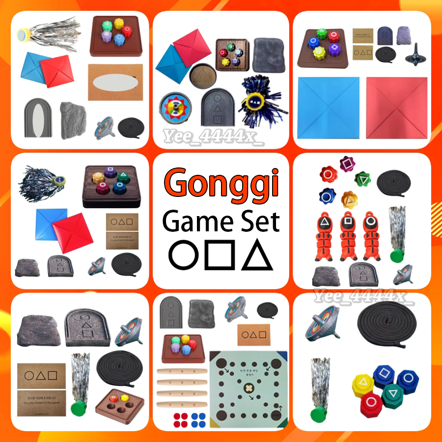 Korean Folk Game Set Gonggi Stone Catching Game Paeng-y Spinning Top ...