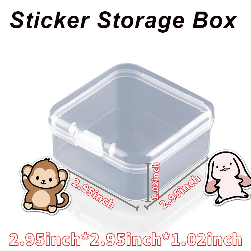 1PCS Stationery Stickers Plastic Storage Box Organizer Container Art ...