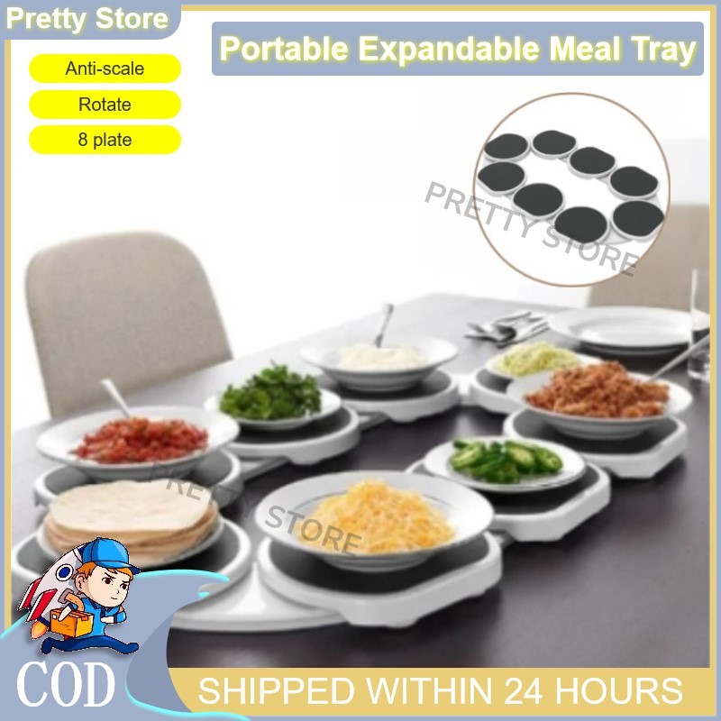 Removable Meal Tray 8 plate portable rotate anti-scale for Rectangular ...