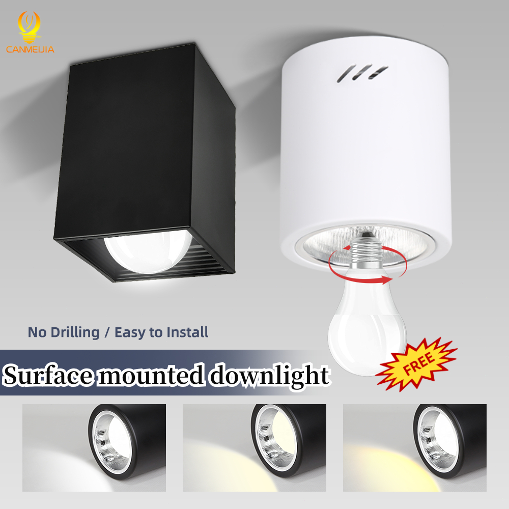 LED E27 Surface Mounted Downlight Round Square Pin Light Spotlight ...