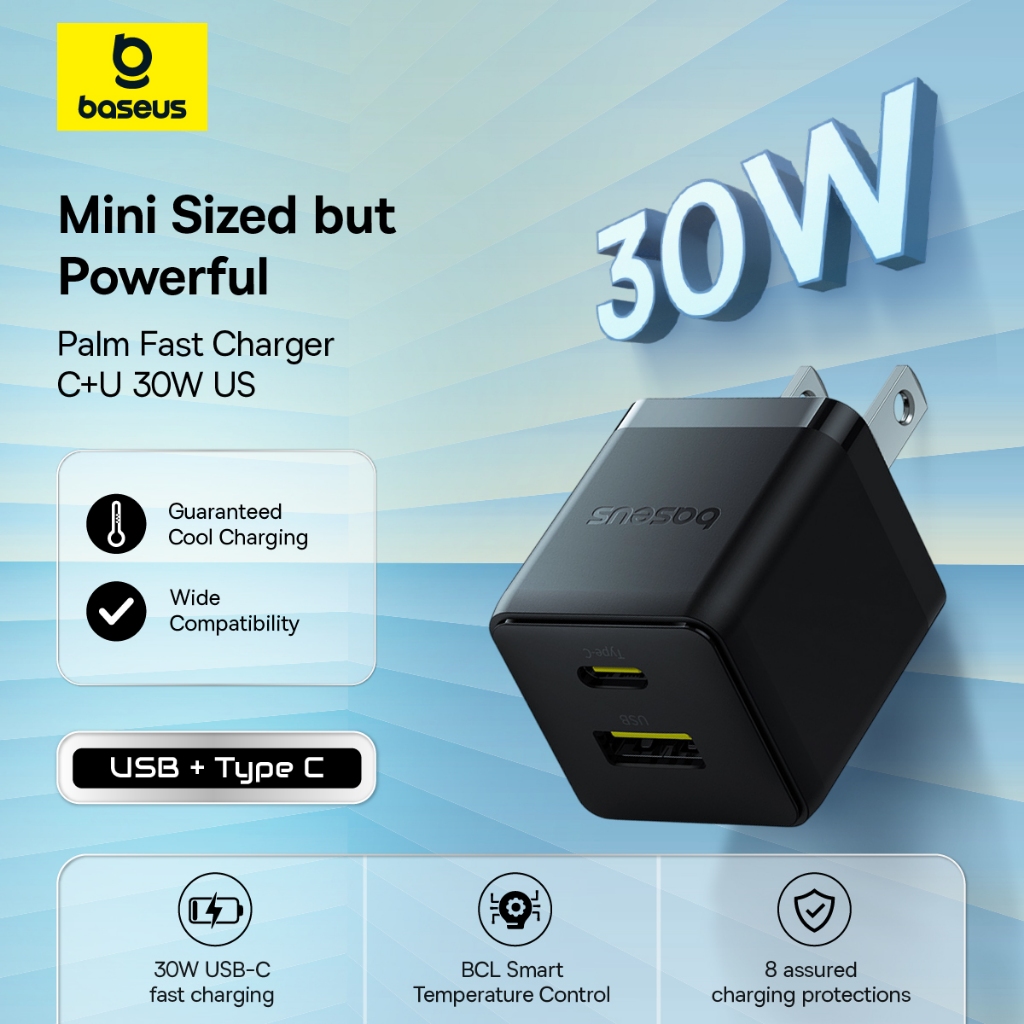 Baseus 30W Fast Charger Type-C+USB Quick Charging Support PD3.0 QC3.0 Adapter | Shopee Philippines