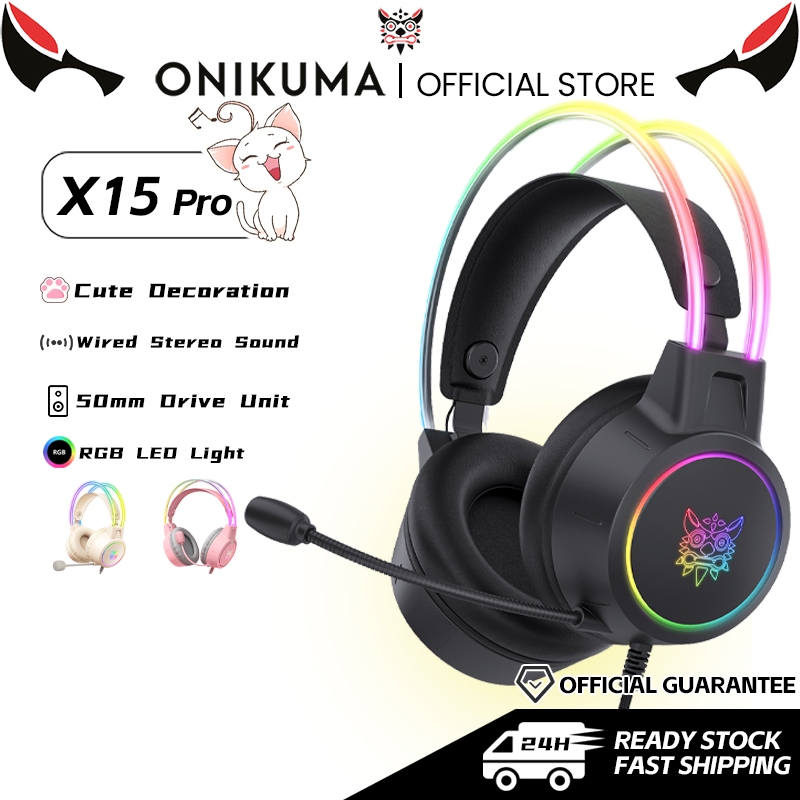 ONIKUMA X15Pro Gaming Headsets Black Wired Mic Noise Reduction 3D ...