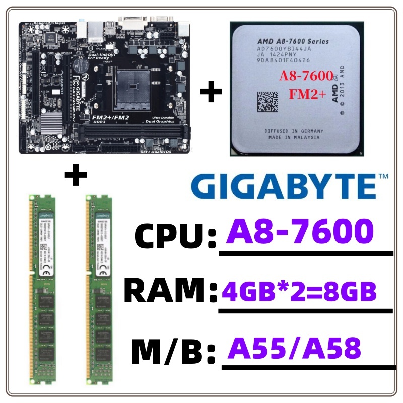 ASUS GIGABYTE Pre-owned FM2 FM2+ A55/A58 A8-7600/A8-7650/A8-7500CPU ...