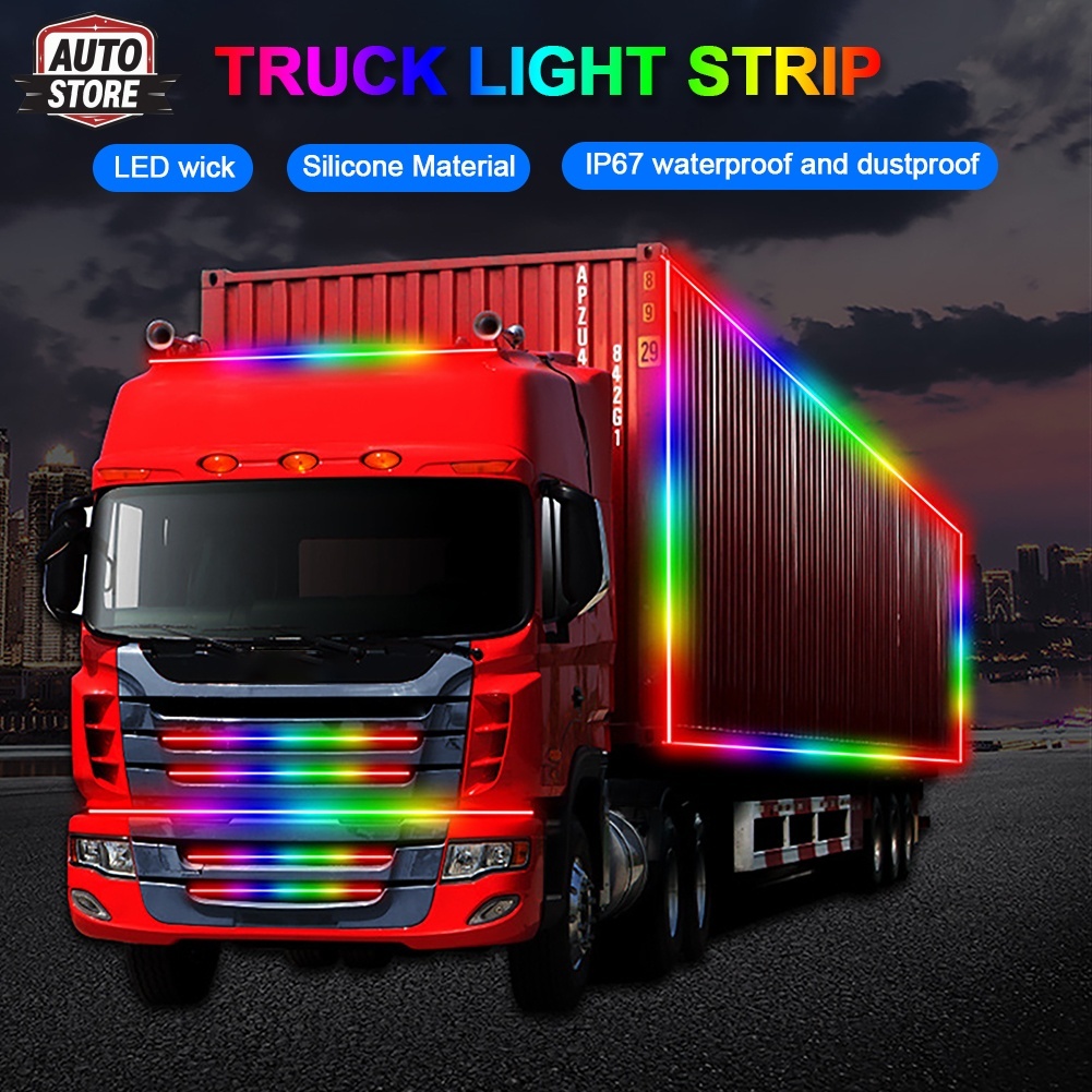 Truck Light Strip 24V 12V Safety Strobe RGB Engine Hood Car Light Strip ...