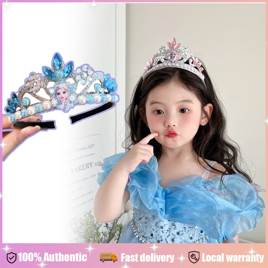 Princess Elsa Crown Headdress Frozen Elsa Blue Sparkling Diamond Pearl ...