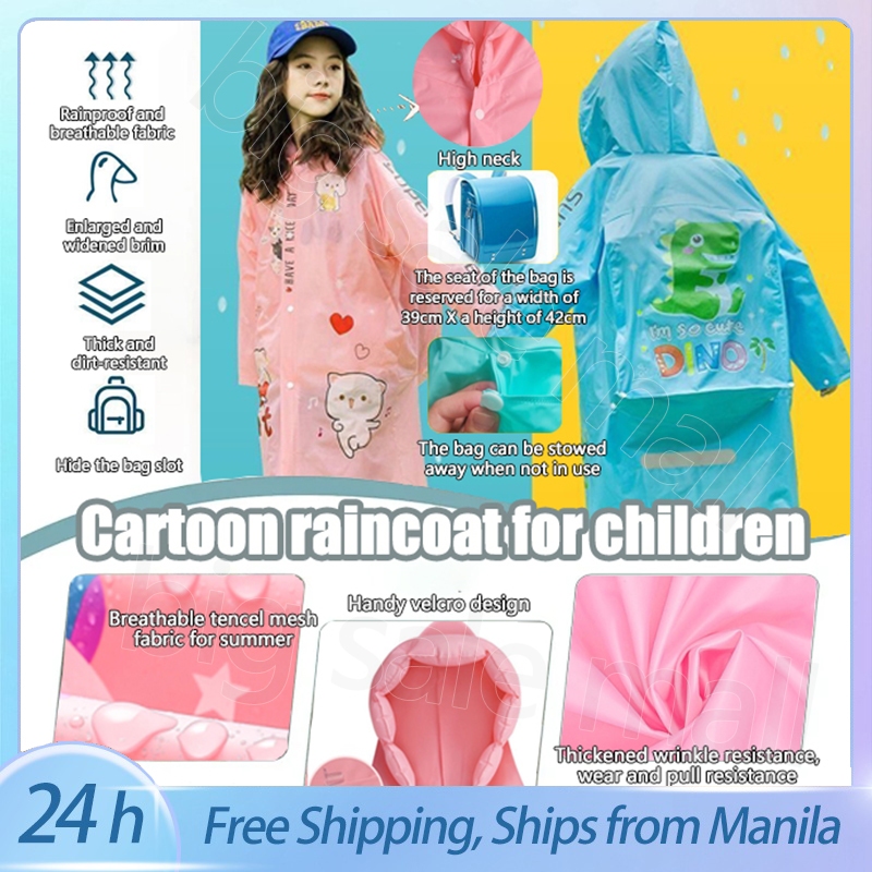 COD Expandable Kids raincoat with backpack allowance Cartoon ...