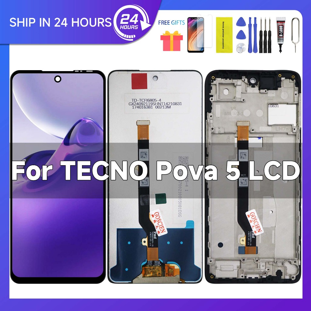 LCD with border replacement For Tecno Pova 5 LH7n Pova5 LH8n touch ...