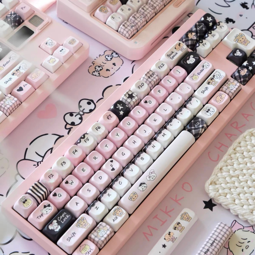 145 Keys Cute Meow Party Keycaps FOA/Cherry Height PBT Material Keycap ...
