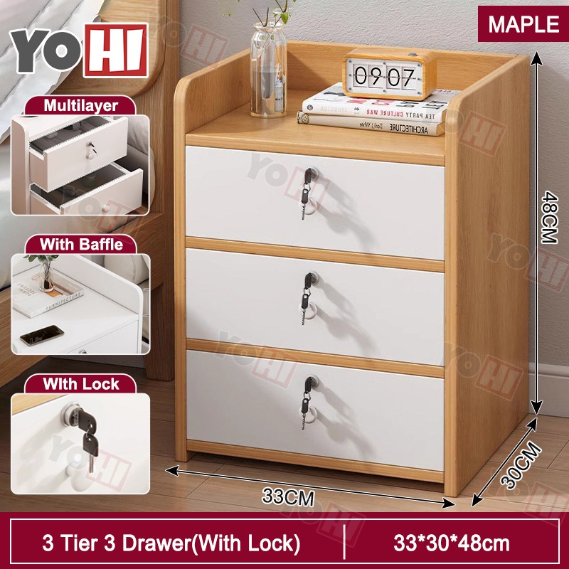 【Local Ship】Bedside Table Drawer Cabinet Bedside Cabinet With Drawer ...