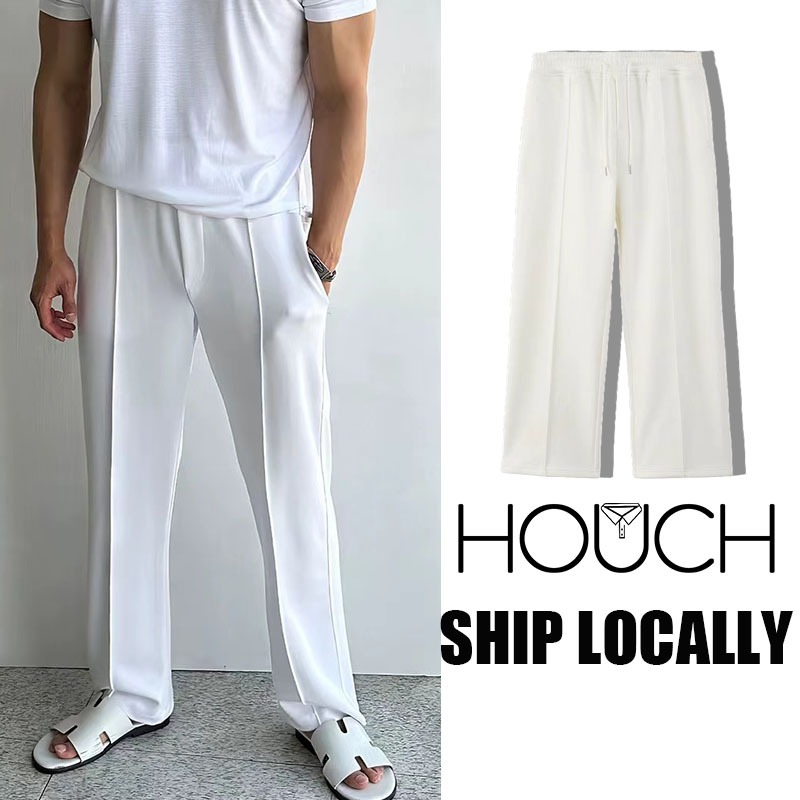 Houch Ready to ship COD Men's trousers, cotton plain, black, white and ...