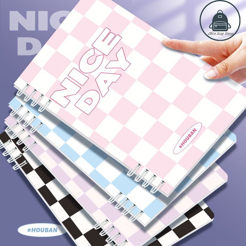 A5 60 Sheets Delicate Checkerboard Notebook Thick Hardbound Coil ...