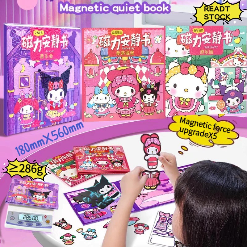 Cartoon Magnetic Kuromi Paper Doll House Book Set Sanrio Quiet Book ...