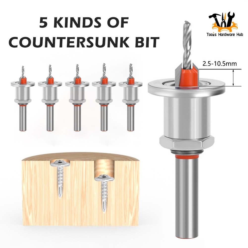 Adjustable Depth Countersink Drill Bit Woodworking Chamfer Screws Hole ...