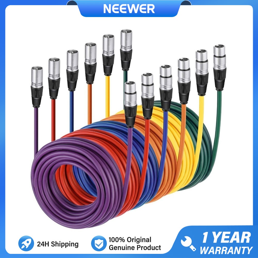 Neewer 6-Pack Audio Mic Cable Cords 24.9 feet/7.6 meters -XLR Male to ...
