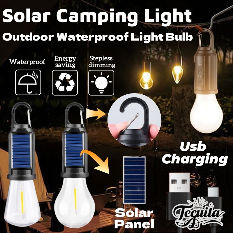 Solar LED Camping Lamp with Hook Retro Lighting Bulb 3 Model ...