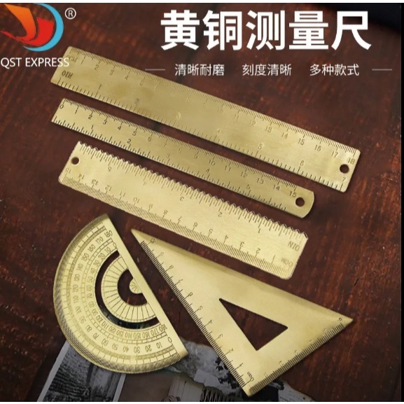 Brass Wave Ruler Triangle Ruler Copper Ruler Caliper Retro Semicircle ...