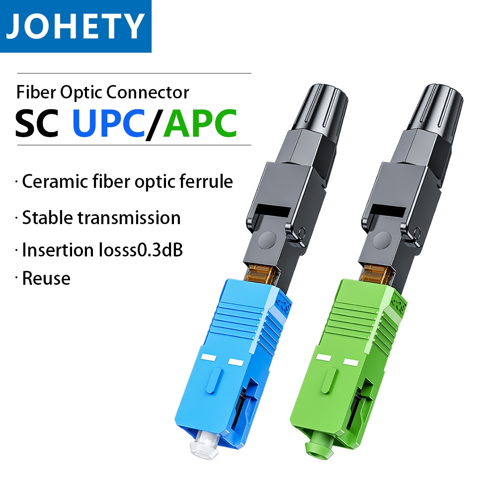 JOHETY 30-100pcs Fiber Optic Fast Connector FTTH Drop Cable Single-Mode SC Connector APC（green ...