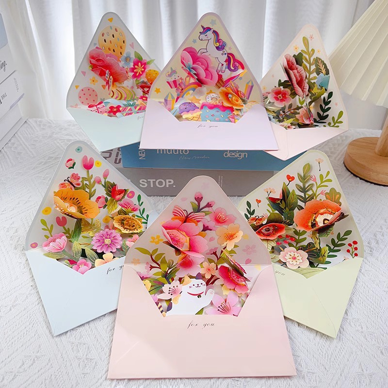 3D Surprise Popcard Envelope with Greeting Card DIY Love Letter Writing ...